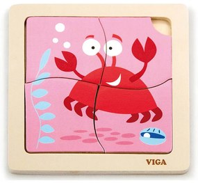 Dřevěné puzzle pro nejmenší Viga 4 ks Krab