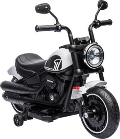 Dětská motorka HOMCOM - Elektrická motorka pro děti s 2 odnímatelnými tréninkovými koly, 3 km/h, pro děti od 1,5 do 3 let, Bílá, 76 x 42 x 57 cm