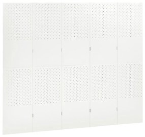 5-dílný paraván Sarn - ocel - 200 x 180 cm | bílý