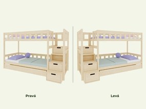 Benlemi Patrová postel PLOTTY s úložnými schody 90x200 cm Zvolte barvu: Pastelově růžová, Zvolte šuplík: Bez šuplíku, Zvolte stranu: Vlevo