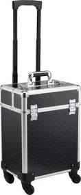 HOMCOM Kosmetický Vozík na Make-up s Telescopickým Držadlem - Nastavitelný, 34L x 24W x 52H cm, Hliník Černý
