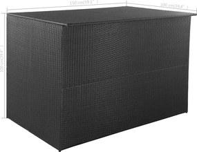 vidaXL Zahradní úložný box 150 x 100 x 100 cm polyratan [44245] Barva: Černá