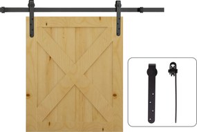 Sada posuvných kapesních dveří HOMCOM pozinkovaný systém s maximální šířkou dveří 0,9 m a maximálním zatížením 20 kg z černé oceli | Aosom