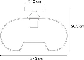 Art Deco stropní svítidlo černé s kouřovým sklem 40 cm - Busa