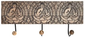 DKD Home Decor Nástěnný věšák z kovu a mangového dřeva - Buddha - 38 x 6 x 18 cm