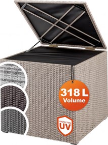 Zahradní úložný box umělý ratan 318L krémová s vnitřní obložení odolné vůči počasí