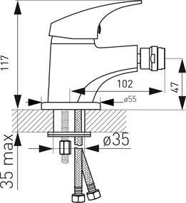 Ferro One - Bidetová baterie s výpustí, chrom, BFO6
