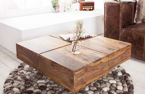 Moebel Living Přírodní masivní dřevěný konferenční stolek Birn 80x80 cm