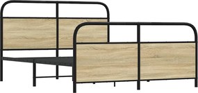 Kovový rám postele bez matrace dub sonoma 150 x 200 cm 3318650