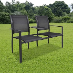 2místná zahradní lavice 131 cm ocel a textilen černá - Default Title