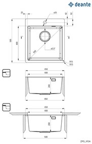 Deante ZPO_010A - Kuchyňský dřez OLFATO 50,5x45 cm kartáčovaná ocel