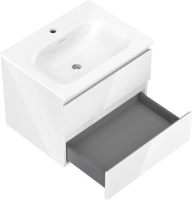 Mexen Orio, koupelnová skříňka 60 cm s umyvadlem Vela, 2 zásuvky, bílá lesklá, 91A10-06047-2-BFF00-W23M00