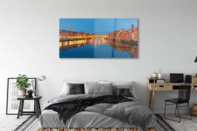 akrylový obraz Italy River mosty budovy v noci 140x70 cm