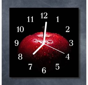 Nástěnné hodiny obrazové na skle - Jablko červené