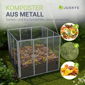 Juskys Kovový kompostér na zahradní odpad Barva: stříbrná, Objem: 450 l