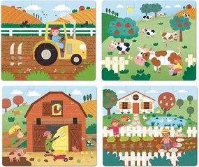 Vilac Dřevěné puzzle Farma 4 v 1 / od 2 let