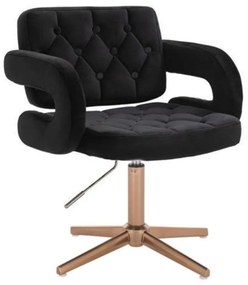 LuxuryForm DESIGN Otočná židle ADRIA VELUR na zlatém kříži - černá