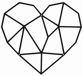 Walenty Kovové nástěnné geometrické srdce 25x20cm černé