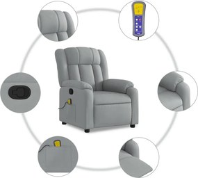 Masážní křeslo s polohovacím mechanismem, světle šedé, látkové 3206252