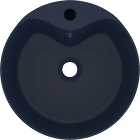 Luxusní umyvadlo přepad matné tmavě modré 36 x 13 cm keramické 147034