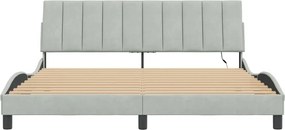 Rám postele s LED osvětlením bez matrace Hanko světle šedý 180 x 200 cm samet 3213793