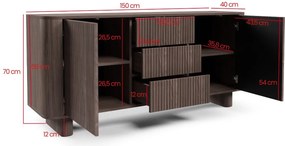 Komoda Trenza 2D3S s drážkovanými čely ořech lincoln