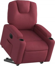 Elektrické zvedací polohovací křeslo vínové textil 3204395