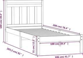 vidaXL Rám postele masivní borovice 100 x 200 cm [3100583] Barva: Přírodní