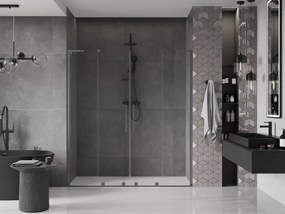 Mexen Velar L Duo, posuvné sprchové dveře do otvoru 200 cm, 8mm čiré sklo, grafit broušený, 871-200-003-02-66