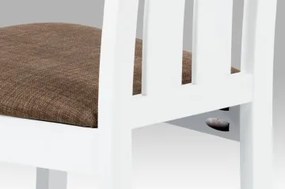 Jídelní židle masiv buk bílá, potah hnědý, BC-2602 WT
