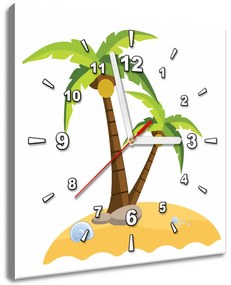 Gario Obraz s hodinami Ostrůvek se dvěma palmami Rozměry: 30 x 30 cm