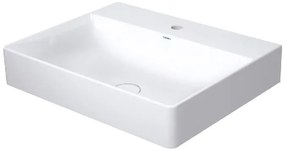 Duravit DuraSquare - Umyvadlo 600x470 mm, bez přepadu, s otvorem pro baterii, DuraCeram, WonderGliss, bílá 23536000711