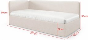 Čalouněná jednolůžková postel s úložným prostorem Enzo 100x200 cm