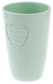 Světle zelená keramická váza Dakls Hearts Dots, výška 18,3 cm