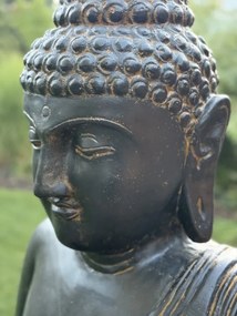 Socha Buddha 100 cm – černá s jemnými žlutými akcenty