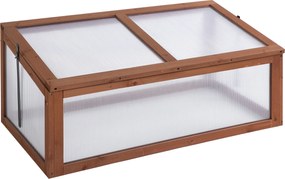 Outsunny dřevěný chladicí rám, mini skleník 100 x 65 x 40 cm, skleník s krytem, UV ochrana, průsvitný chladicí rám, zimní vyvýšený záhon na zahradu, …