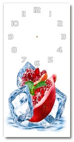 Wallmuralia Nástěnné skleněné hodiny Granátové jablko a led 30x60 cm