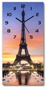 Wallmuralia Nástěnné hodiny Eiffelova věž Příž 30x60 cm