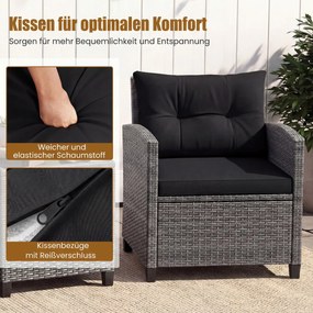 Costway Ratanový set zahradního nábytku 3-dílný balkonový nábytek s 2 křeslem
