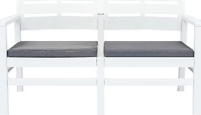 vidaXL 2místná zahradní lavice s poduškami 133 cm plast [45622] Barva: Bílá