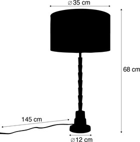 Stolní lampa bronzová se sametovým stínidlem taupe 35 cm - Pisos