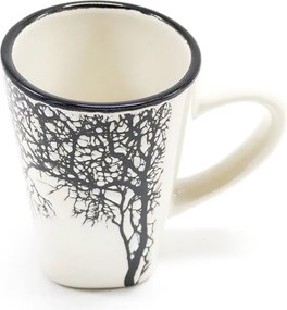 Kameninový espresso hrnek Strom, 100 ml – bílý, s motivem stromu, severský design