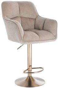 LuxuryForm DESIGN Barová židle AMALFI VELUR na zlaté kulaté podstavě - latte