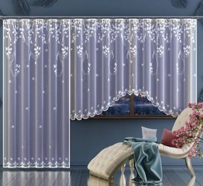 Hotová žakarová balkónová záclona Gemma, bílá, 450x250