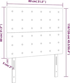 Čelo postele s LED tmavě hnědé 80x5x118/128 cm textil 3122835