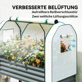 Vyvýšený záhon s kovovým chladicím rámem Box na sázení se skleníkovým úložným prostorem, Vyvýšený 120 x 55 x 140 cm