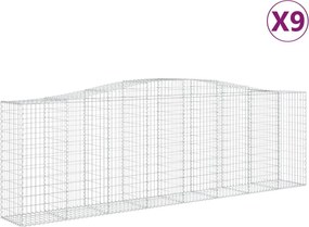 Klenuté gabionové koše 9 ks 400x50x120/140cm pozinkované železo 3145976