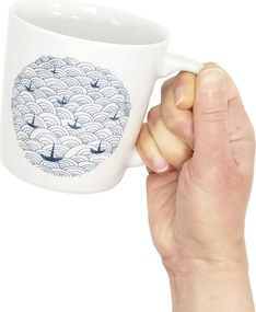 Porcelánový hrnek Loďky na vlnách, 500 ml – modrobílý, s autorským designem