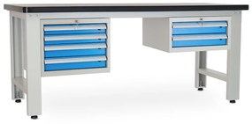 Dílenský stůl Solid MDF-42, 210 cm, 2 závěsné boxy, černá