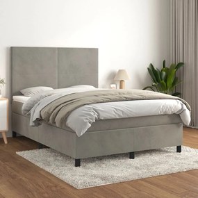Box spring postel s matrací světle šedá 140x190 cm samet 3142899